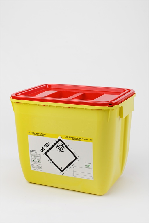 Entsorgungsbox Clinisafe RECYCLED gelb mit rotem Deckel mit UN Etikette ...